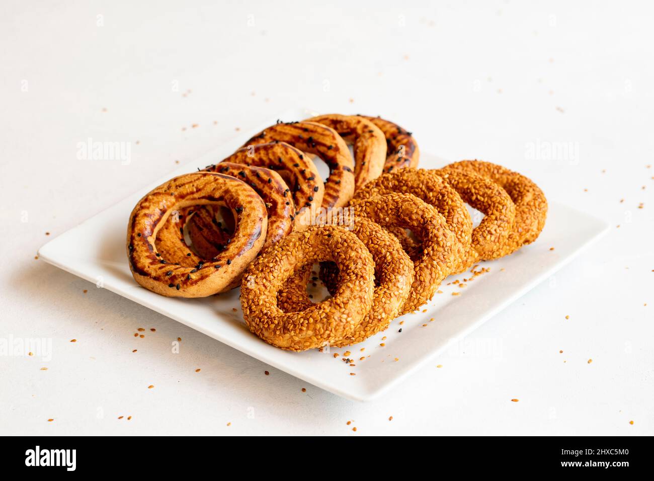 Traditional middle eastern sesame ring cookies called kandil simidi ...