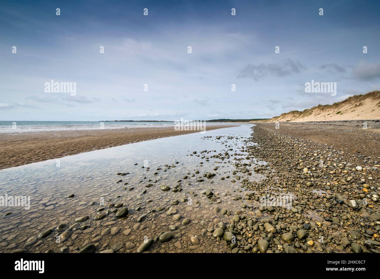 Newborough beach on Anglesey Ynys Mon North Wales uk looking towards ...