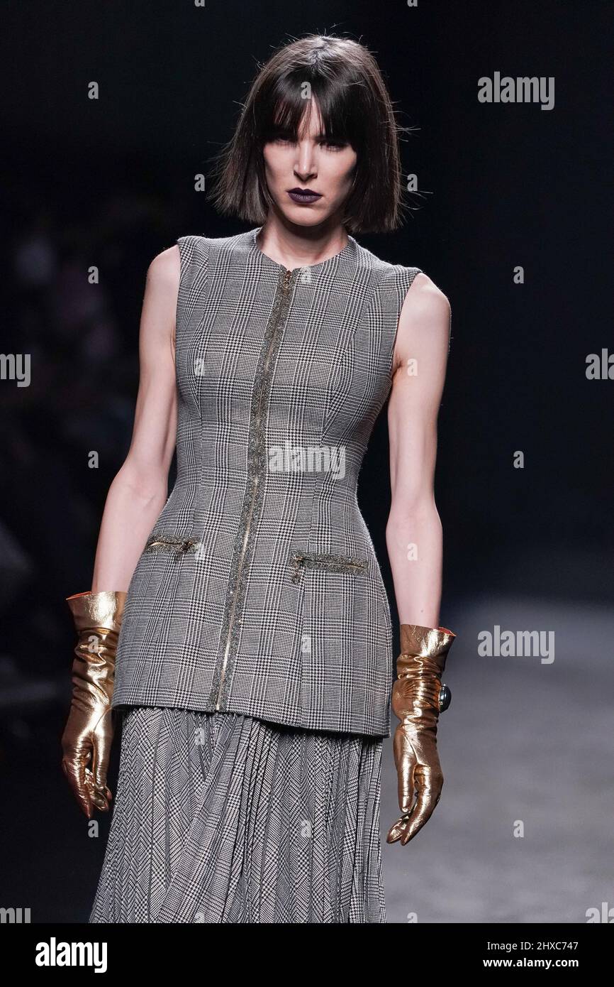 A model walks the runway at the Isabel Sanchis fashion show during ...