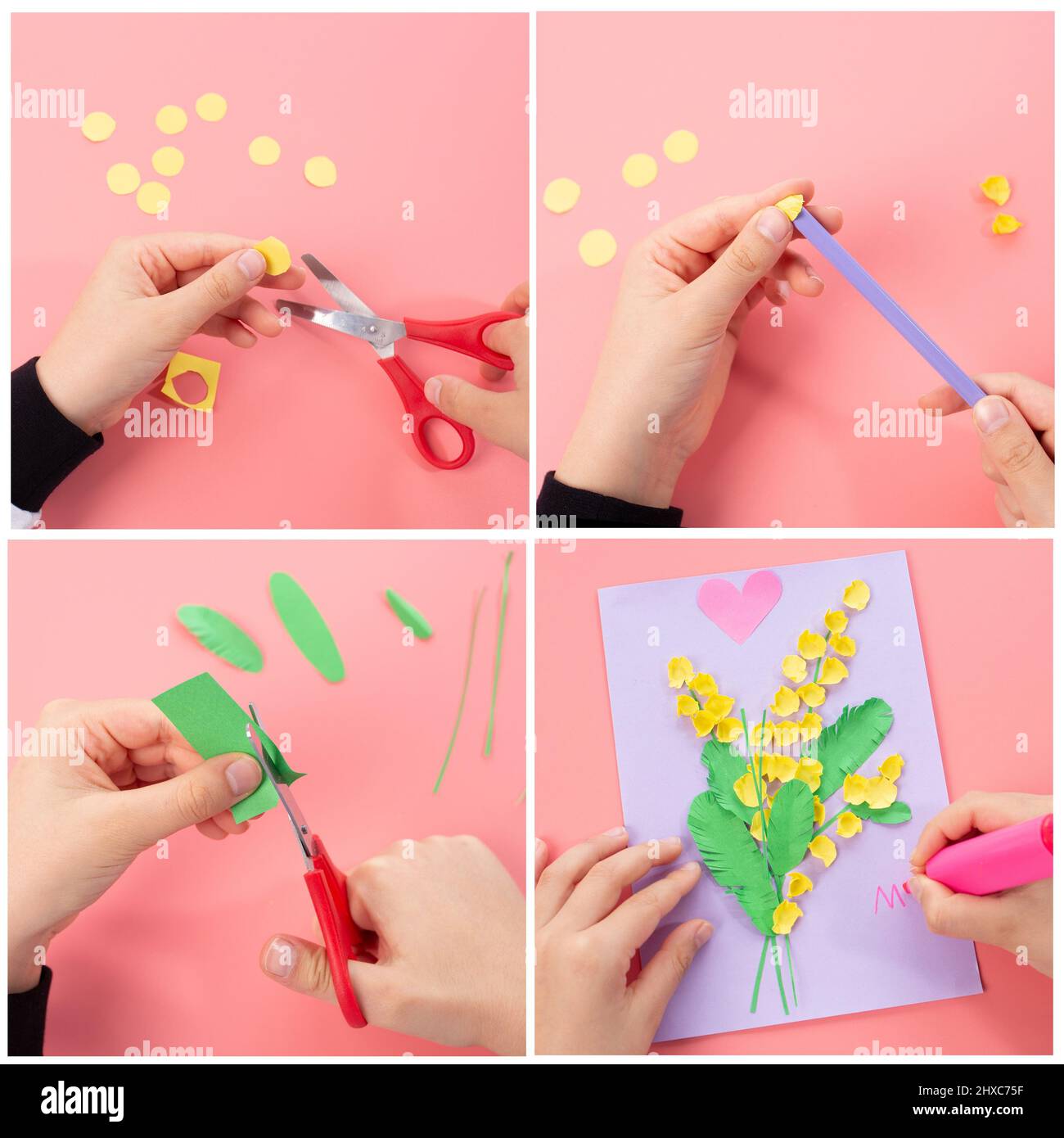 spring paper craft, DIY instructions, mothers day card making Stock ...
