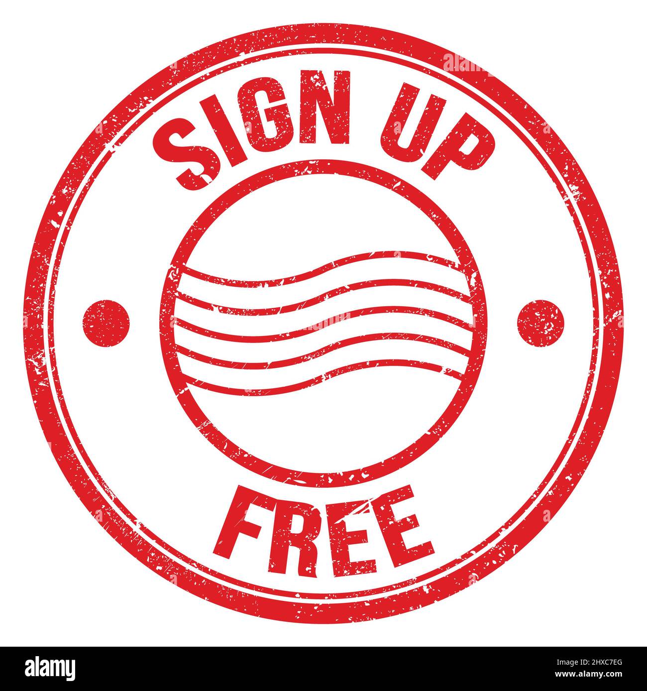 SIGN UP FREE text written on red round postal stamp sign Stock Photo ...