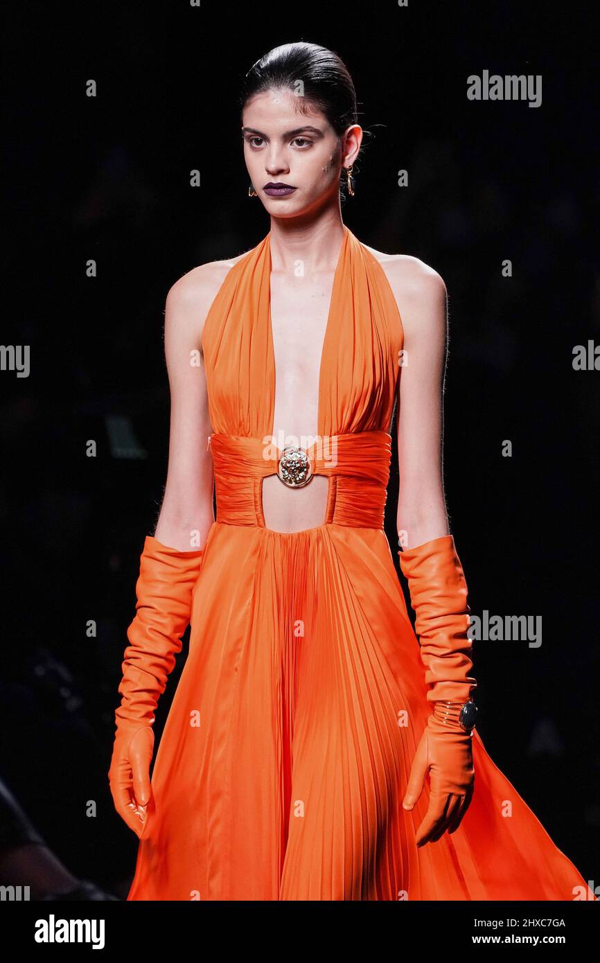 Madrid, Spain. 11th Mar, 2022. A model walks the runway at the Isabel ...