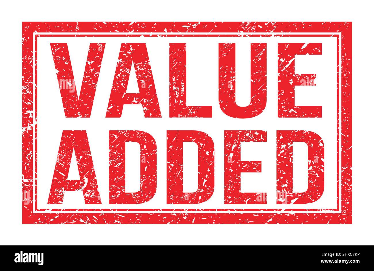 VALUE ADDED, words written on red rectangle stamp sign Stock Photo - Alamy