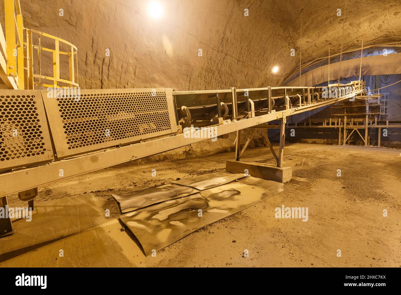 Inside a dark quarry mining plant, no people are visible Stock Photo ...