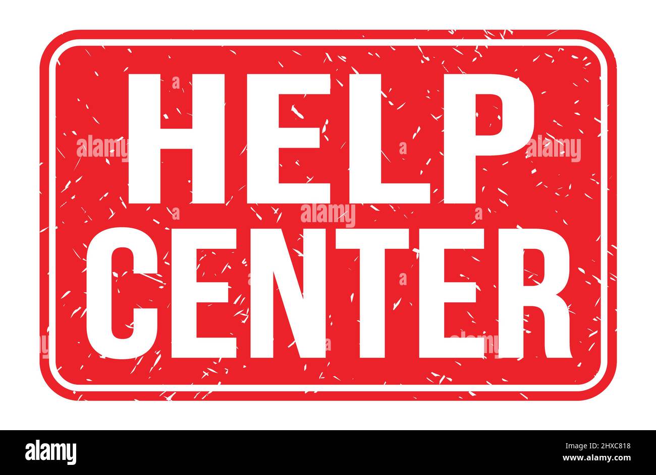 HELP CENTER, words written on red rectangle stamp sign Stock Photo - Alamy