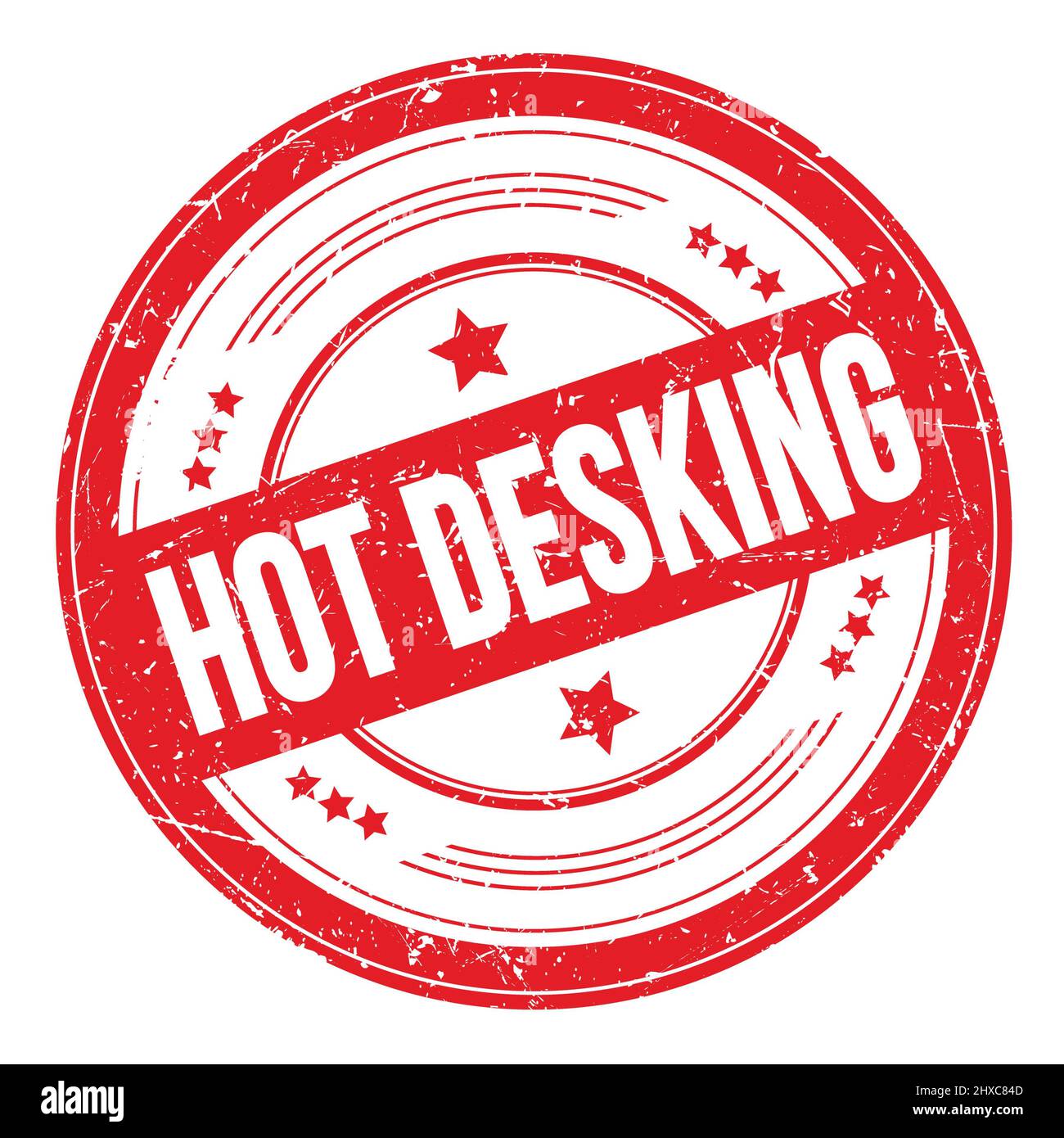 HOT DESKING text on red round grungy texture stamp Stock Photo - Alamy