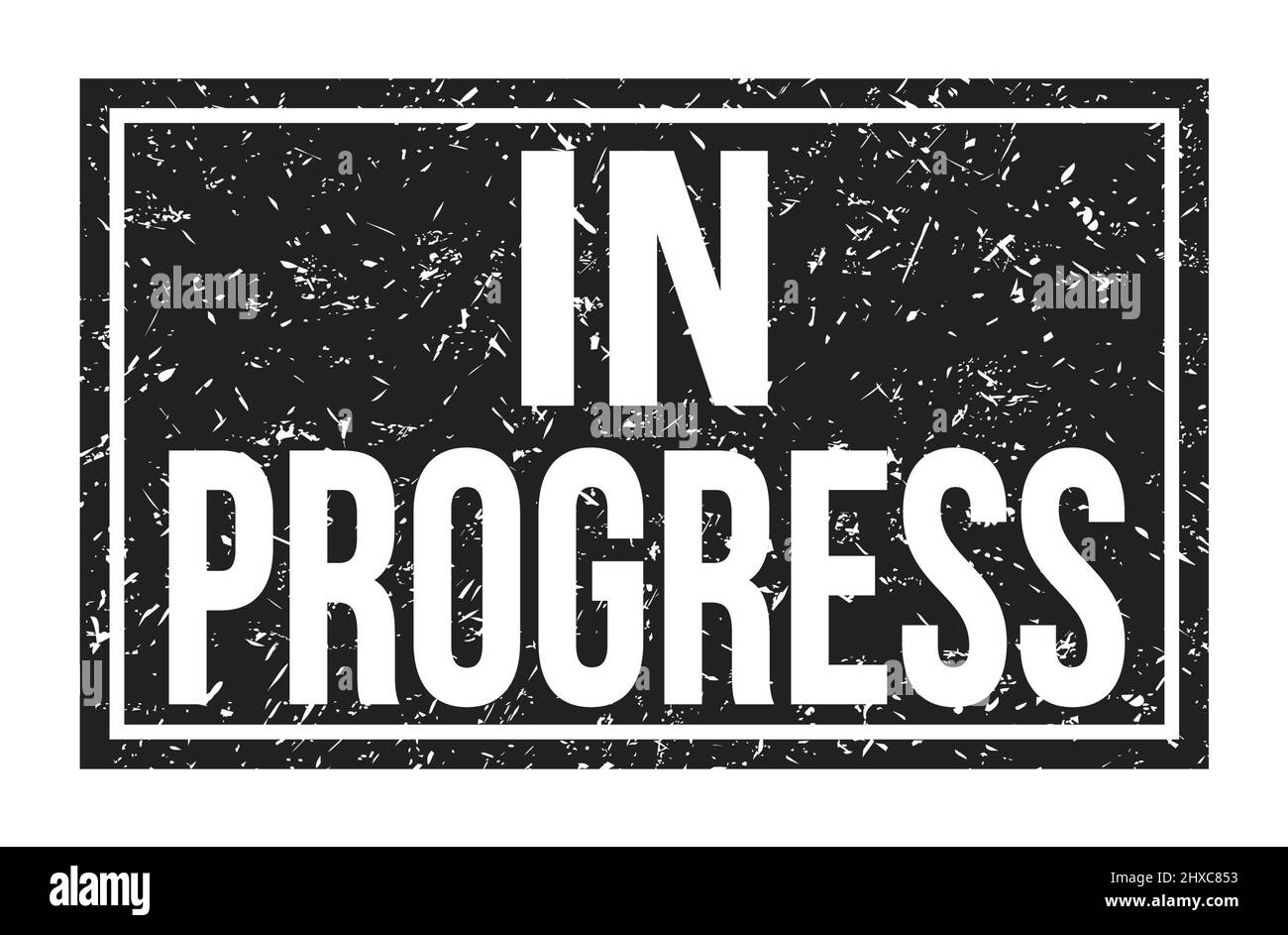 IN PROGRESS, words written on black rectangle stamp sign Stock Photo ...