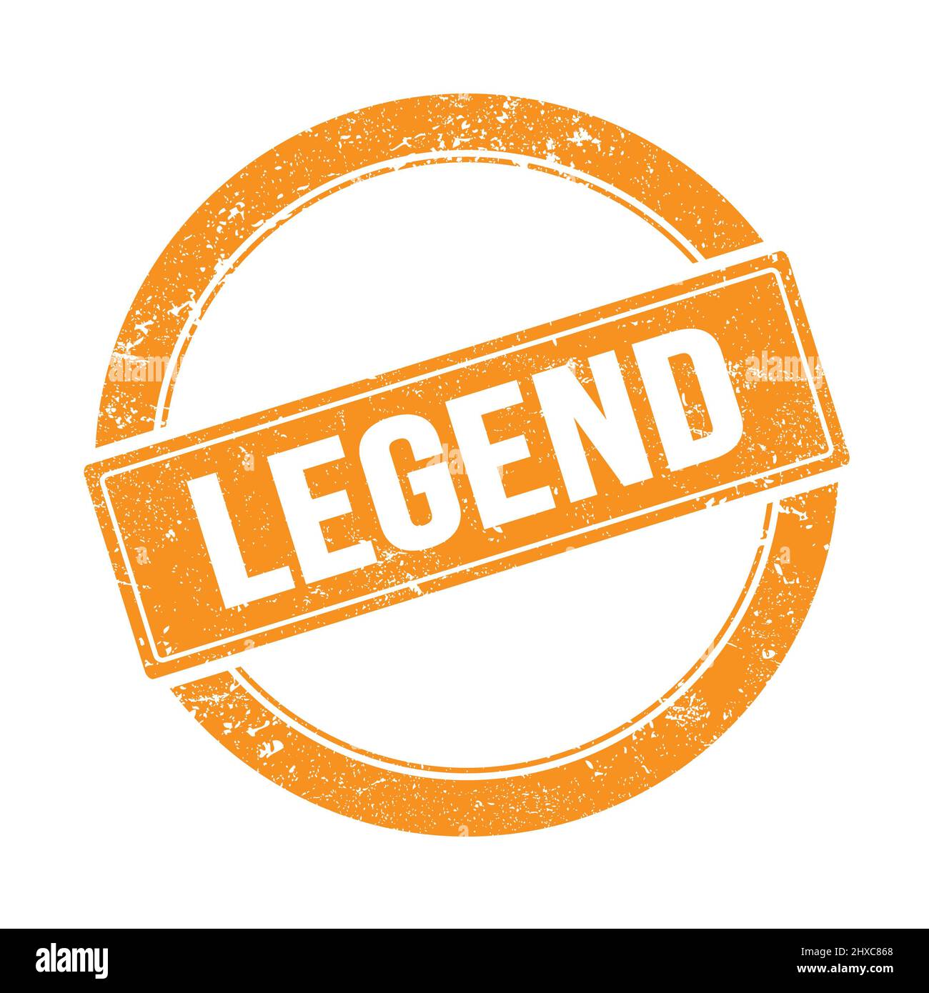LEGEND text on orange grungy round vintage stamp Stock Photo - Alamy