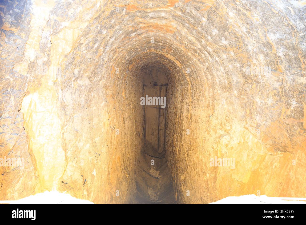 Inside a dark quarry mining plant, no people are visible Stock Photo ...