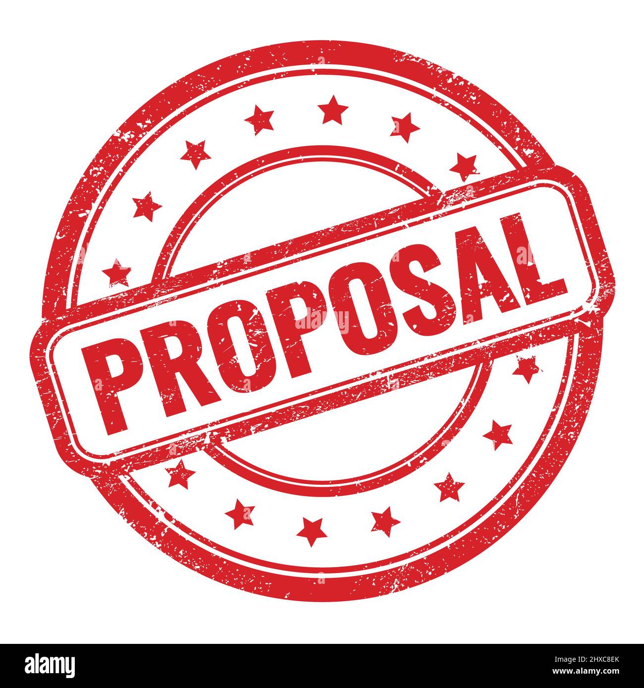 PROPOSAL text on red grungy vintage round rubber stamp Stock Photo - Alamy