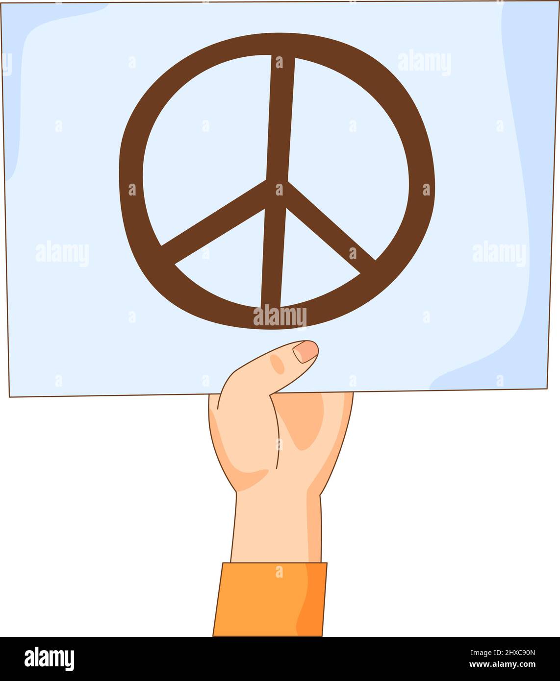 Hand with peace sign on banner. Antiwar and pacifist movement sign ...