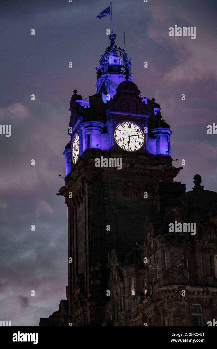 Balmoral Hotel Clock Tower at Dawn Stock Photo - Alamy