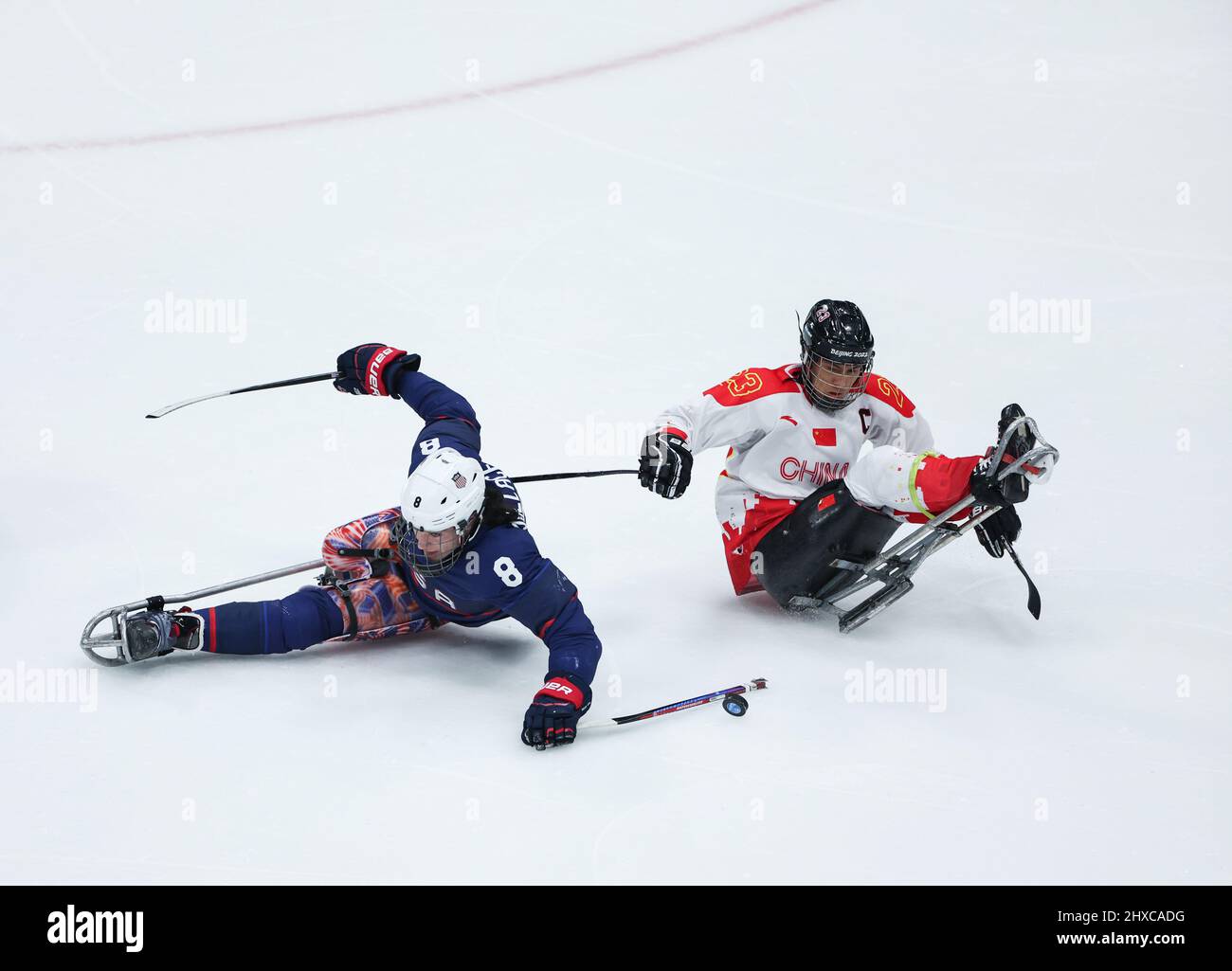 Beijing, China. 11th Mar, 2022. Cui Yutao (R) of China and Jack Wallace ...