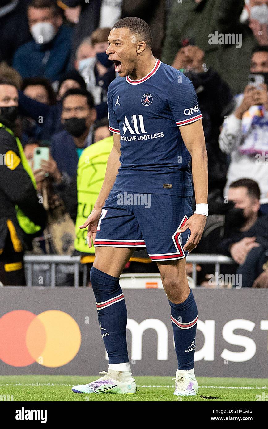 Paris Saint-Germain's Kylian Mbappe celebrates goal during Champions ...