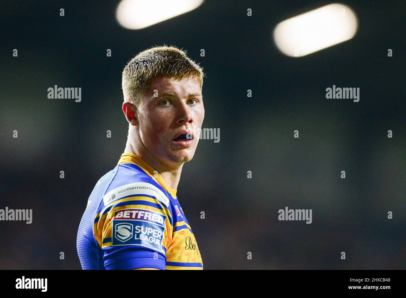 Leeds, England - 10th March 2022 - Morgan Gannon (21) of Leeds Rhinos ...