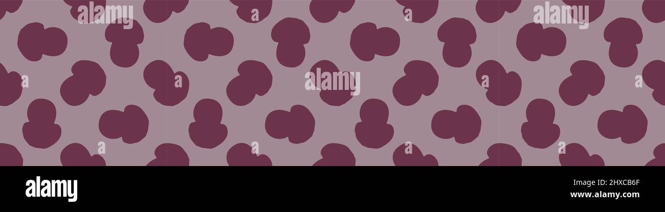 Hand drawn wild mushroom vector border. Seamless trendy purple biology ...