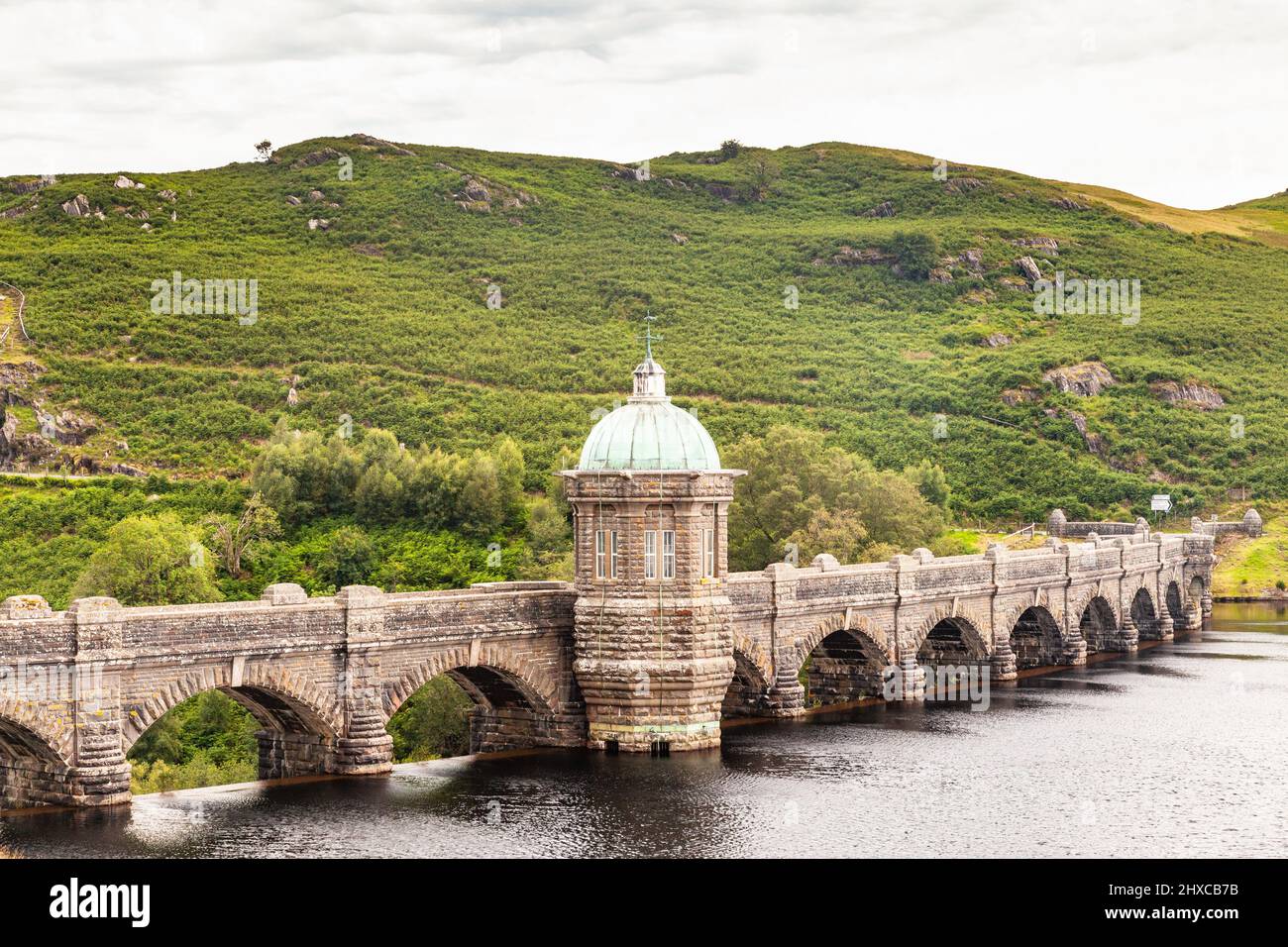 Craig Goch dam reservoir aquaduct and valve tower Elan Valley Powys ...