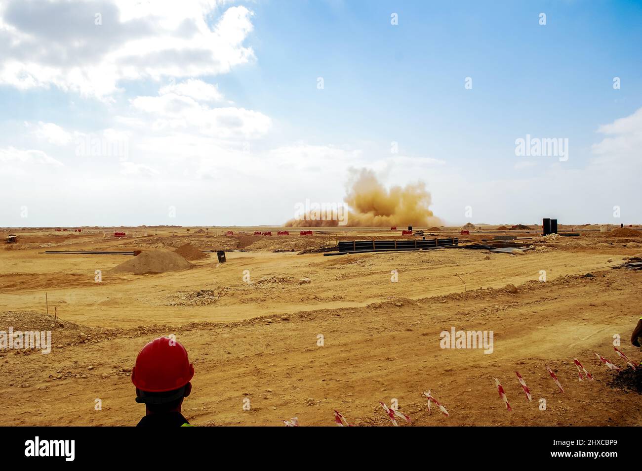 Detonator blasting on the construction site in the Middle east Stock ...