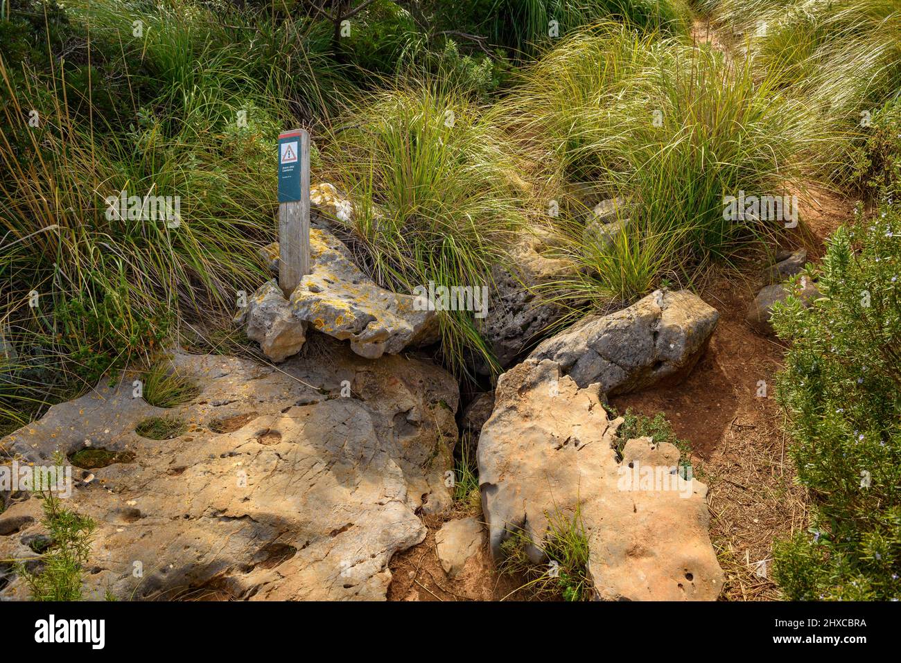 Pit cave of the Avenc dels Llambrics 87 meters deep in the limestone ...