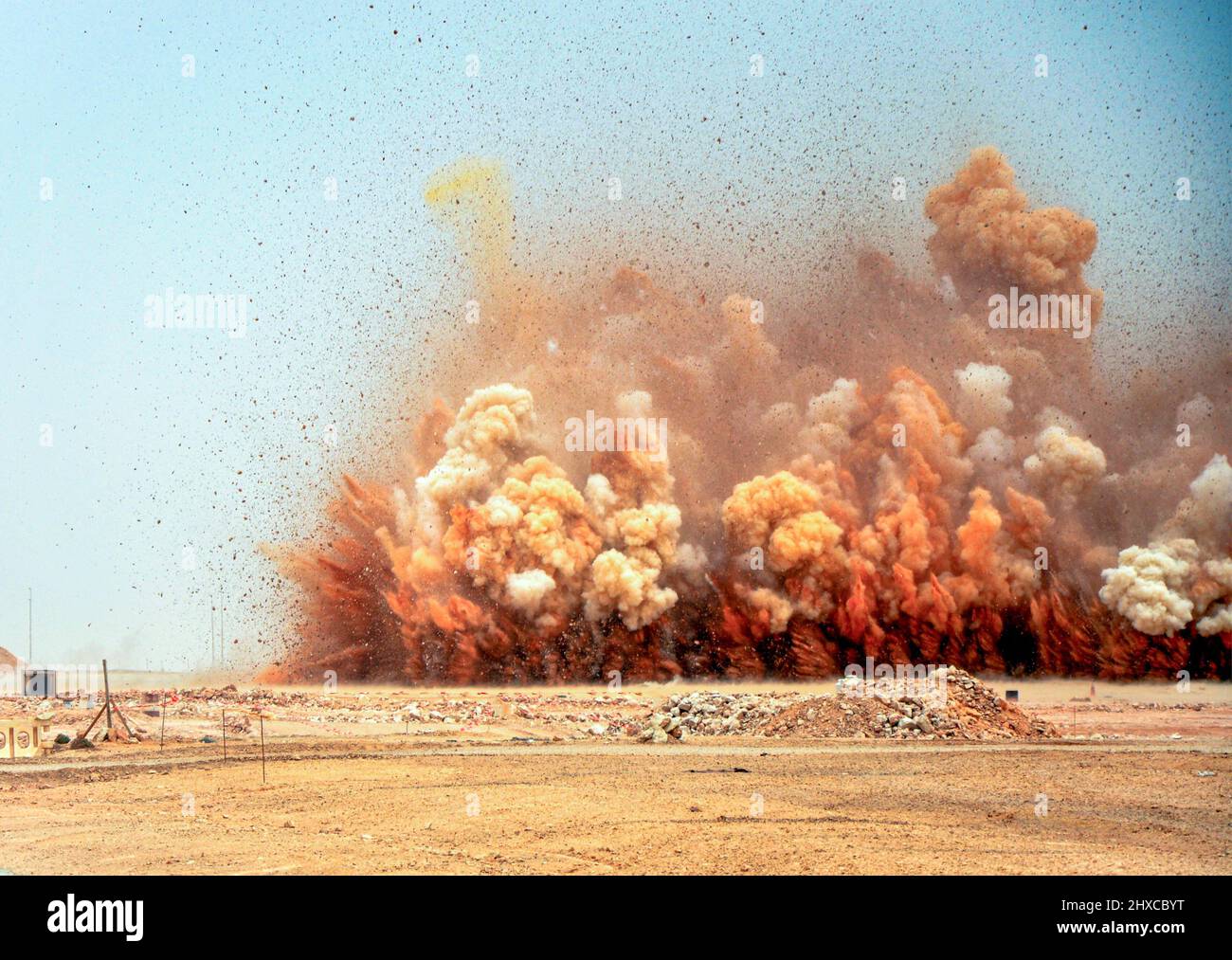 Rock particles and dust storm during electronic detonator blasting on ...
