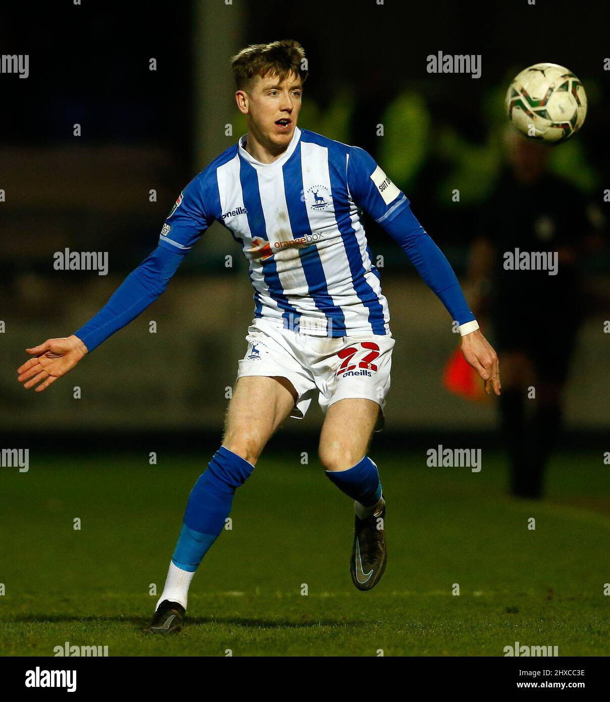 Hartlepool United's Tom Crawford in action during the Papa John's Trophy semi final match at ...