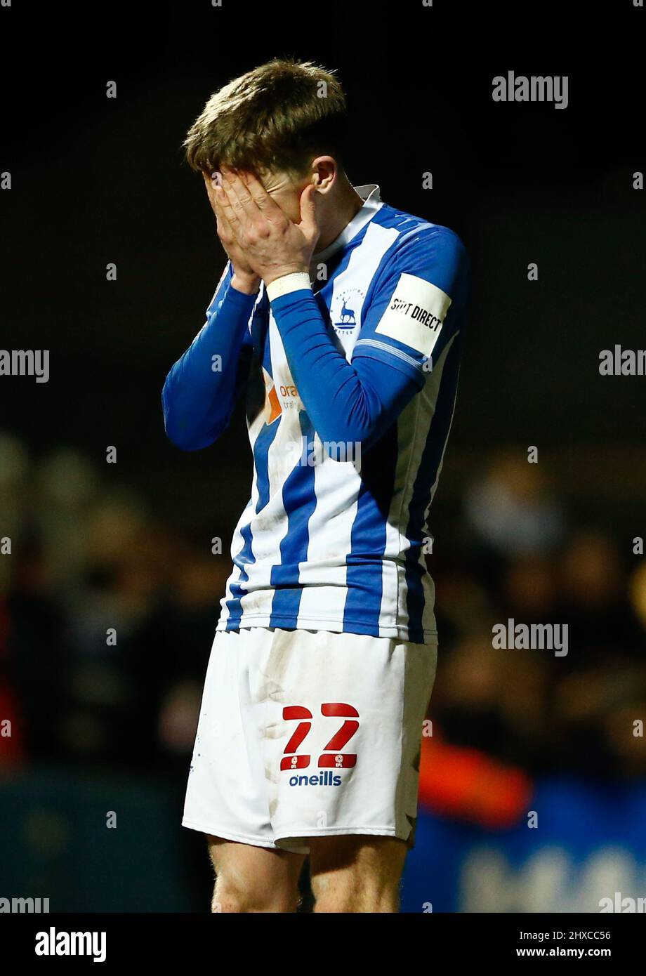 Hartlepool United's Tom Crawford reacts during the Papa John's Trophy semi final match at ...