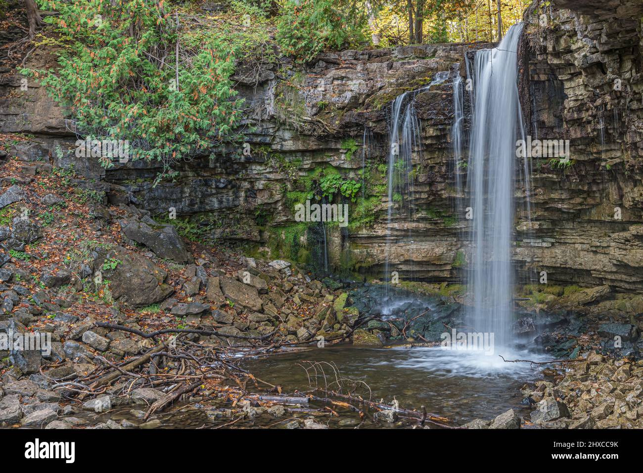 Waterfall in Hilton Falls park at autumn day Stock Photo - Alamy