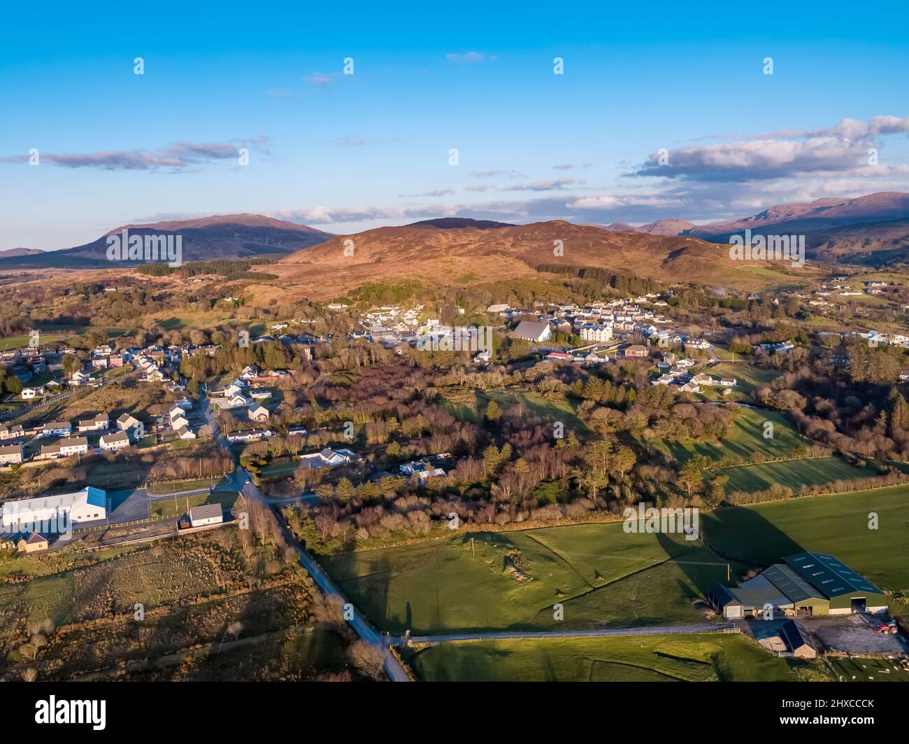 Aerial view of Glenties in County Donegal, Ireland Stock Photo - Alamy