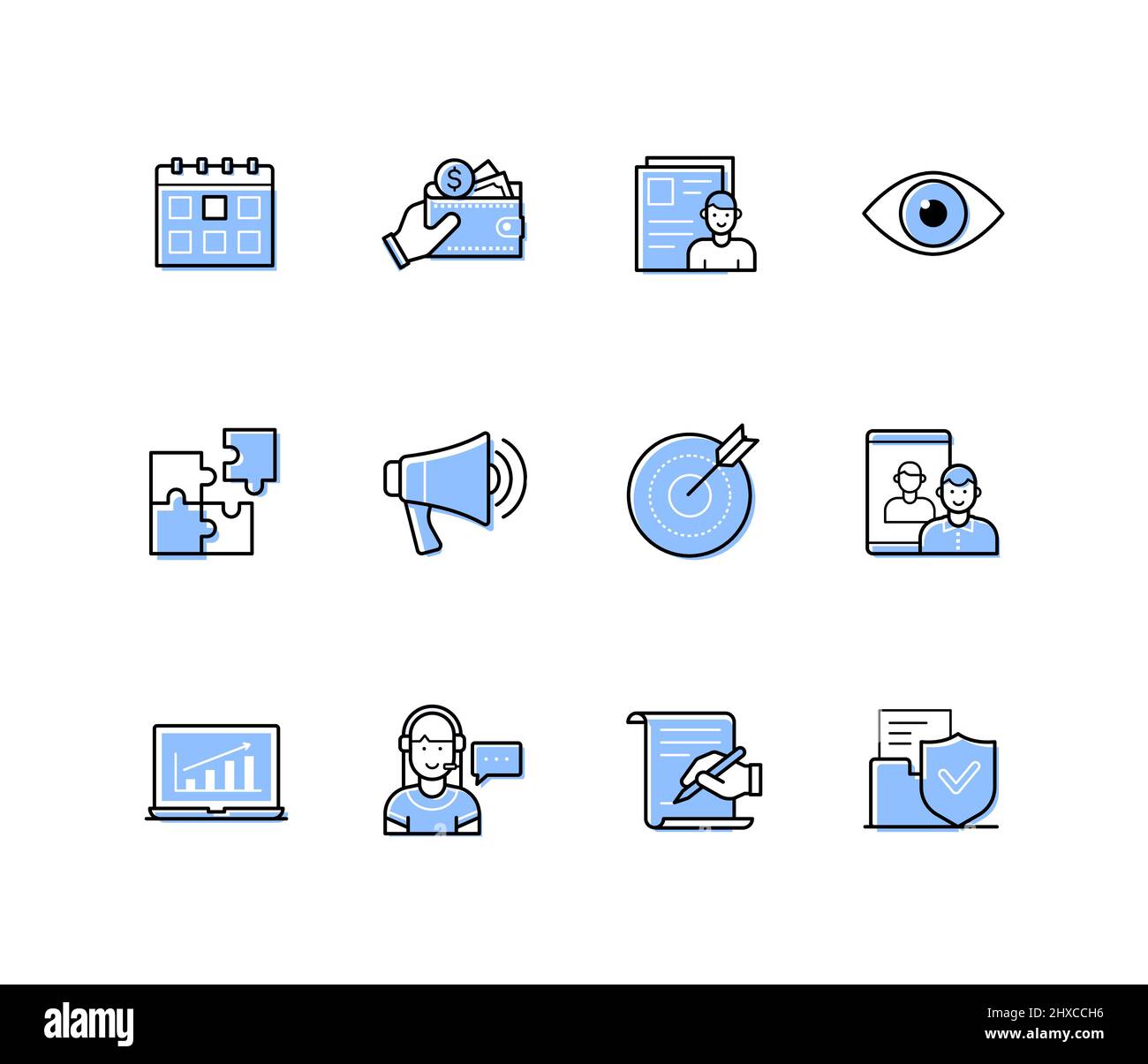 Modern work - modern line design style icons set with editable stroke ...