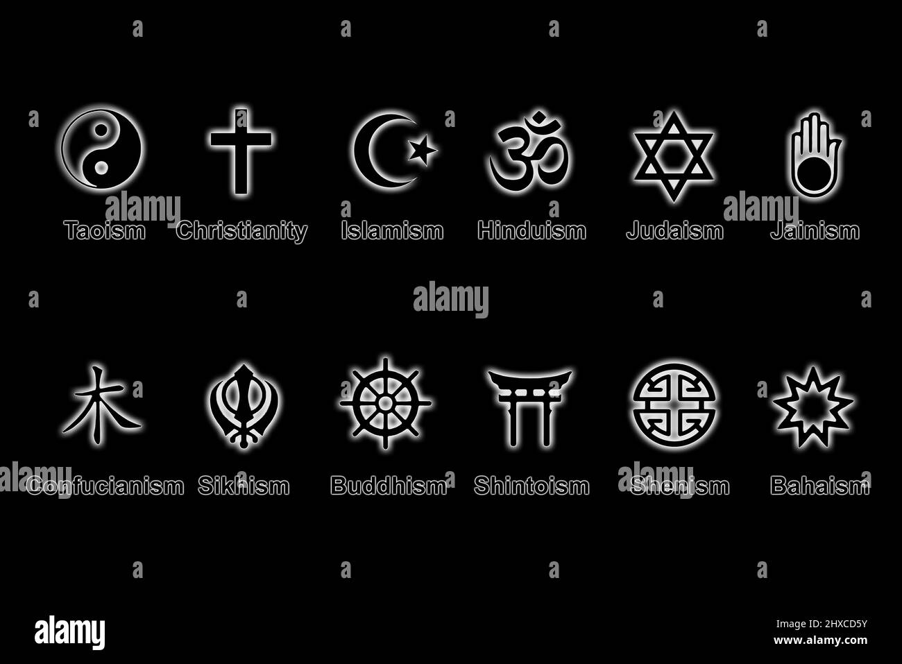 Collection of the most relevant religious symbols in the world with ...