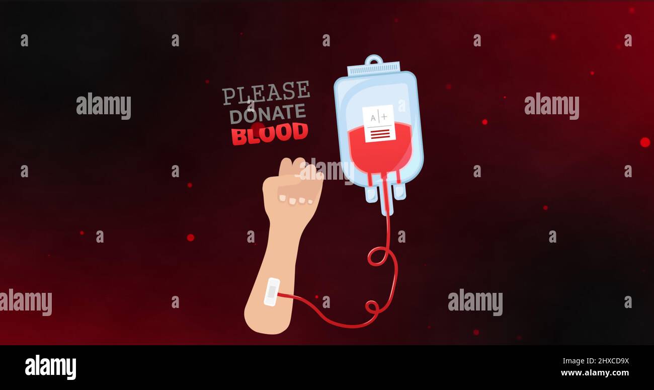 Image of please donate blood text with illustration of person donating ...