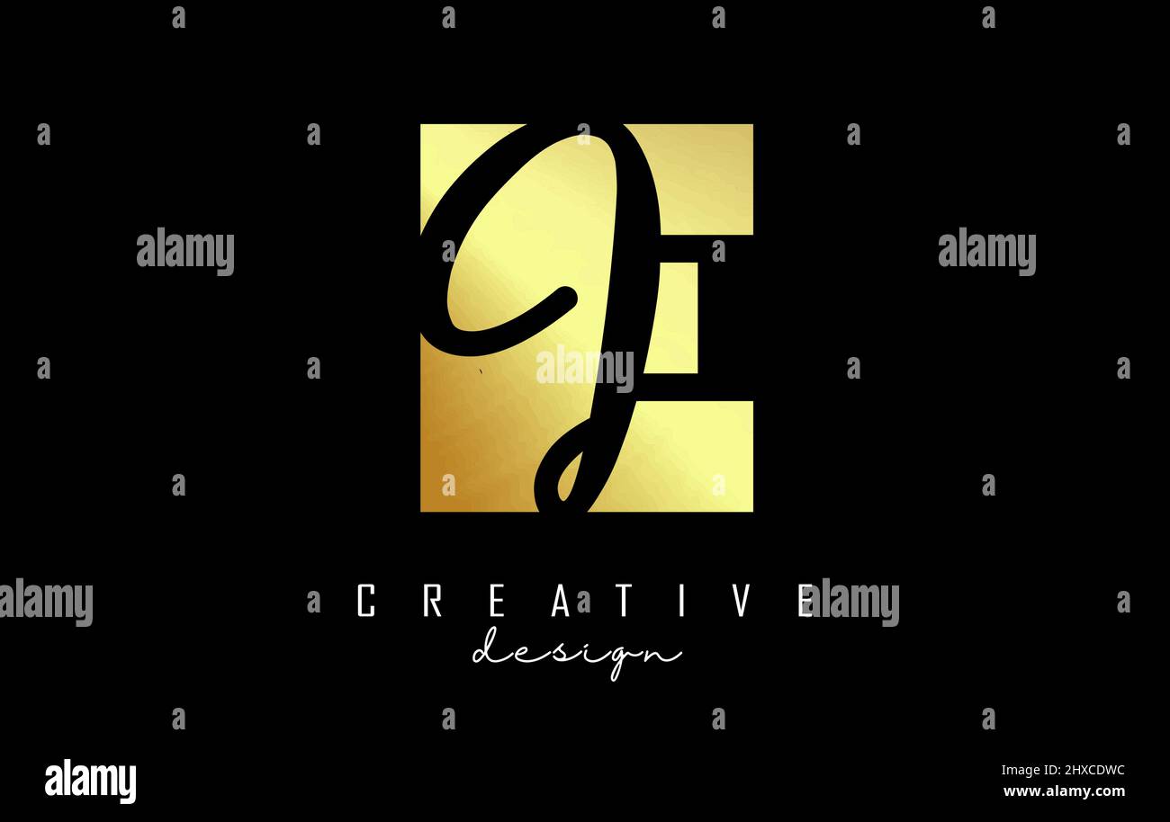Golden Letters EJ Logo with a minimalist design. Letters E and J with ...