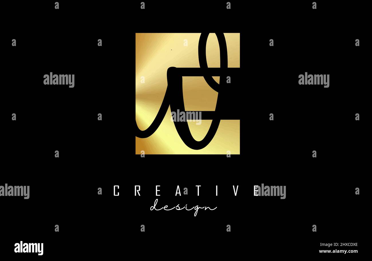 Golden Letters EW Logo with a minimalist design. Letters E and W with ...
