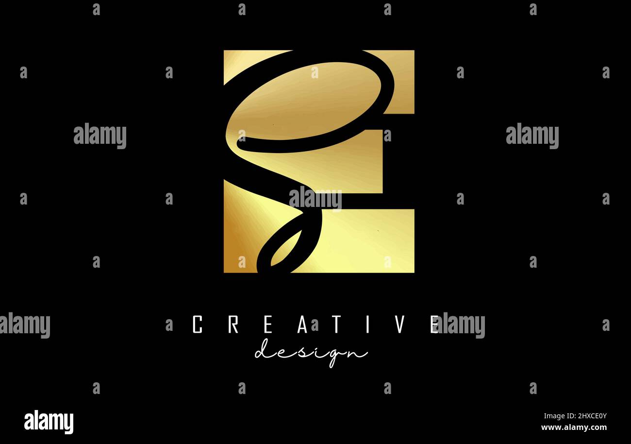 Golden Letters ES Logo with a minimalist design. Letters E and S with ...