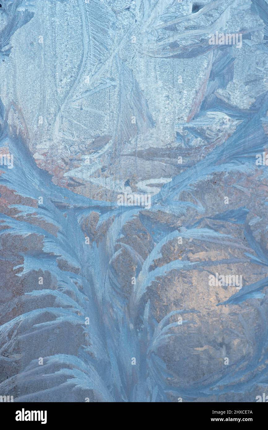 ice pattern on glass, beautiful winter pattern on glass Stock Photo - Alamy