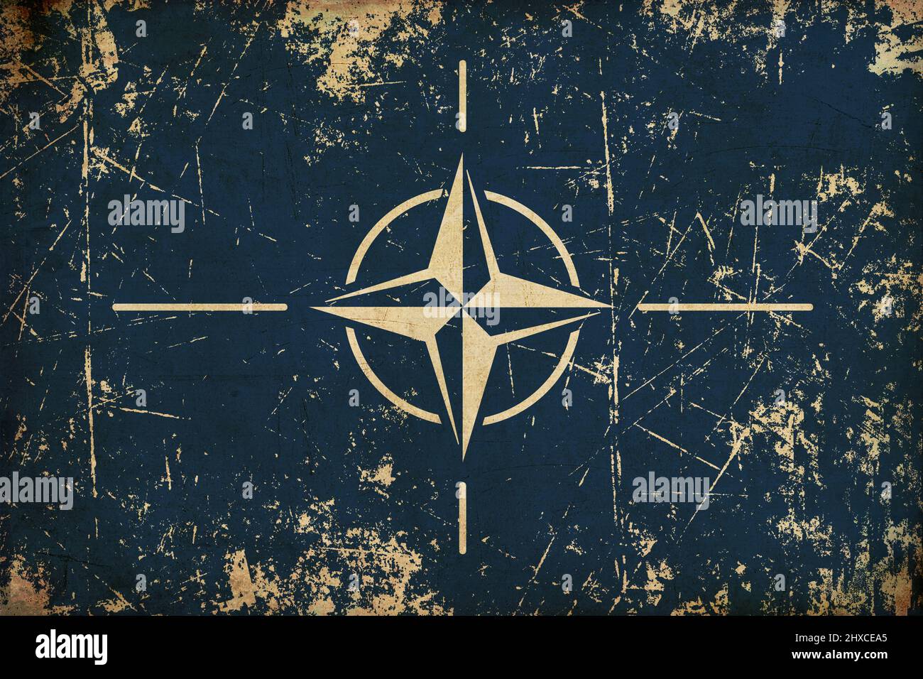 Illustration of an textured, rusty, grunge, aged NATO flat flag Stock ...