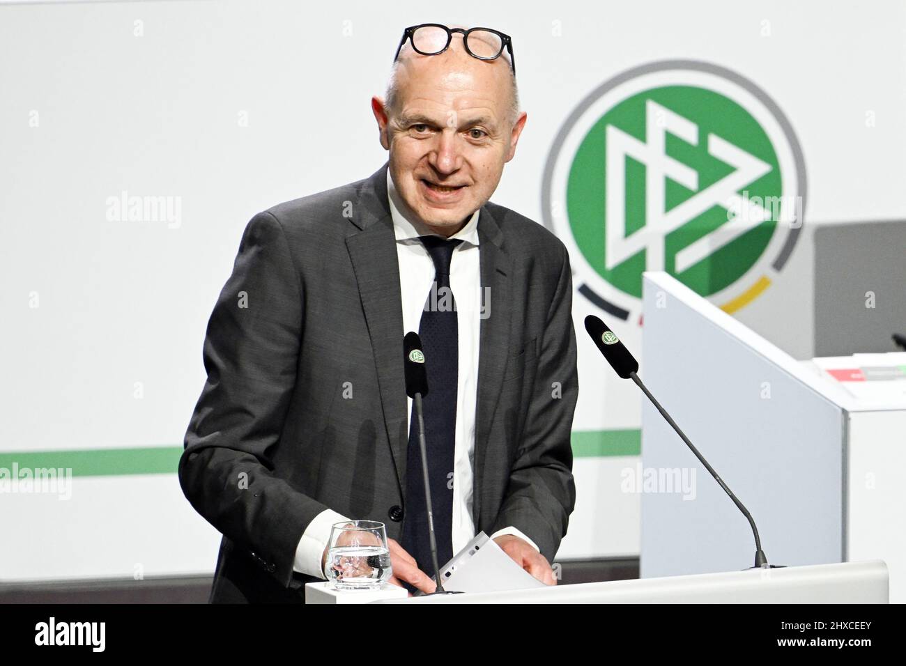 Bonn, Germany. 11th Mar, 2022. Bernd Neuendorf, DFB President, gives ...