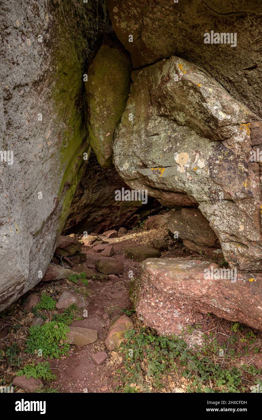 Cova d'en Pere cave, in the Prades mountains (Tarragona, Catalonia ...