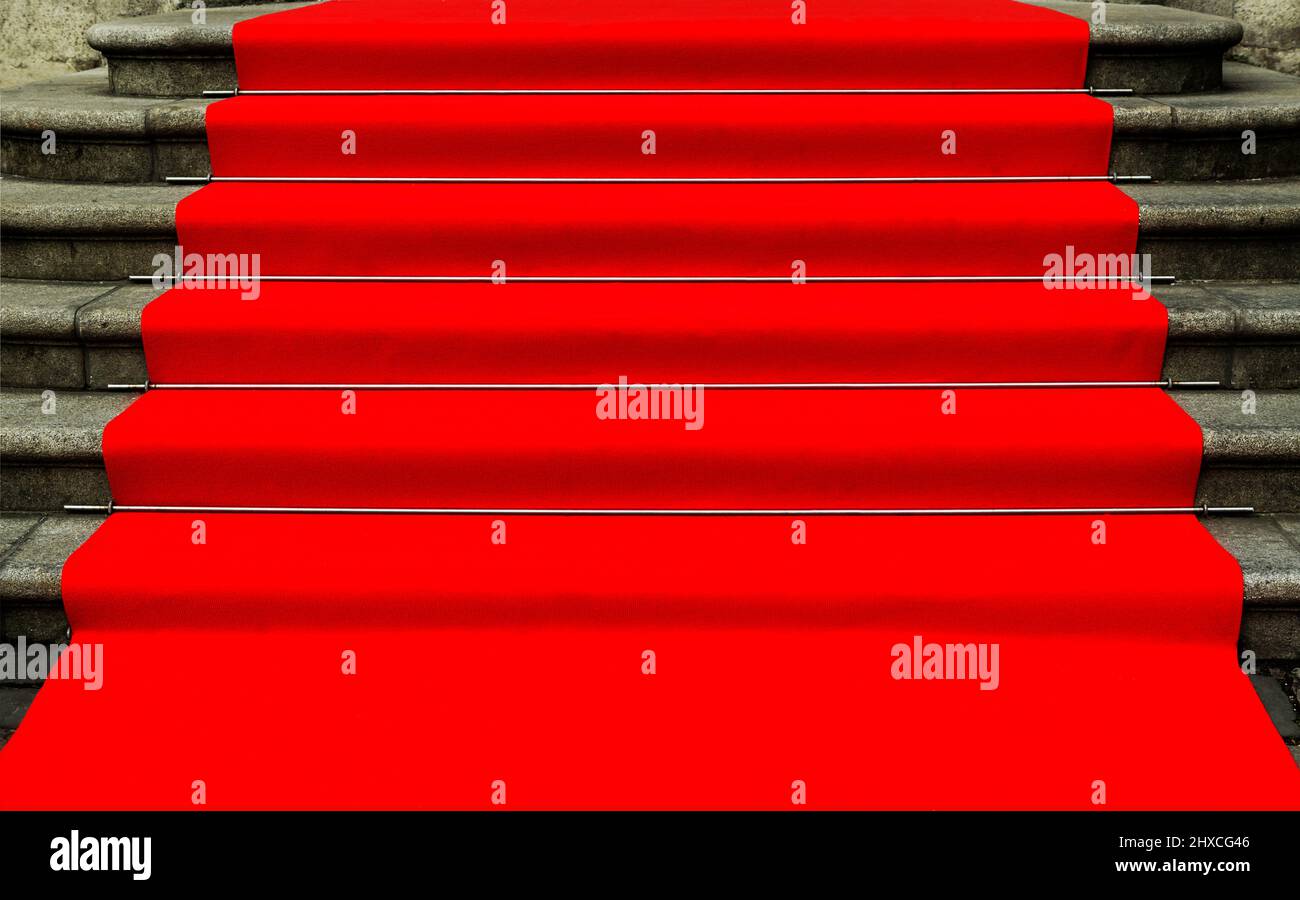 Red carpet on stone steps to a palace Stock Photo - Alamy
