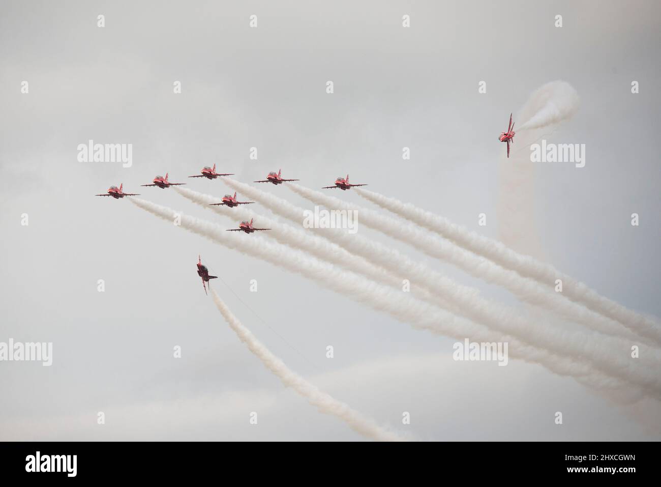 Red Arrows aerobatic display team Stock Photo - Alamy