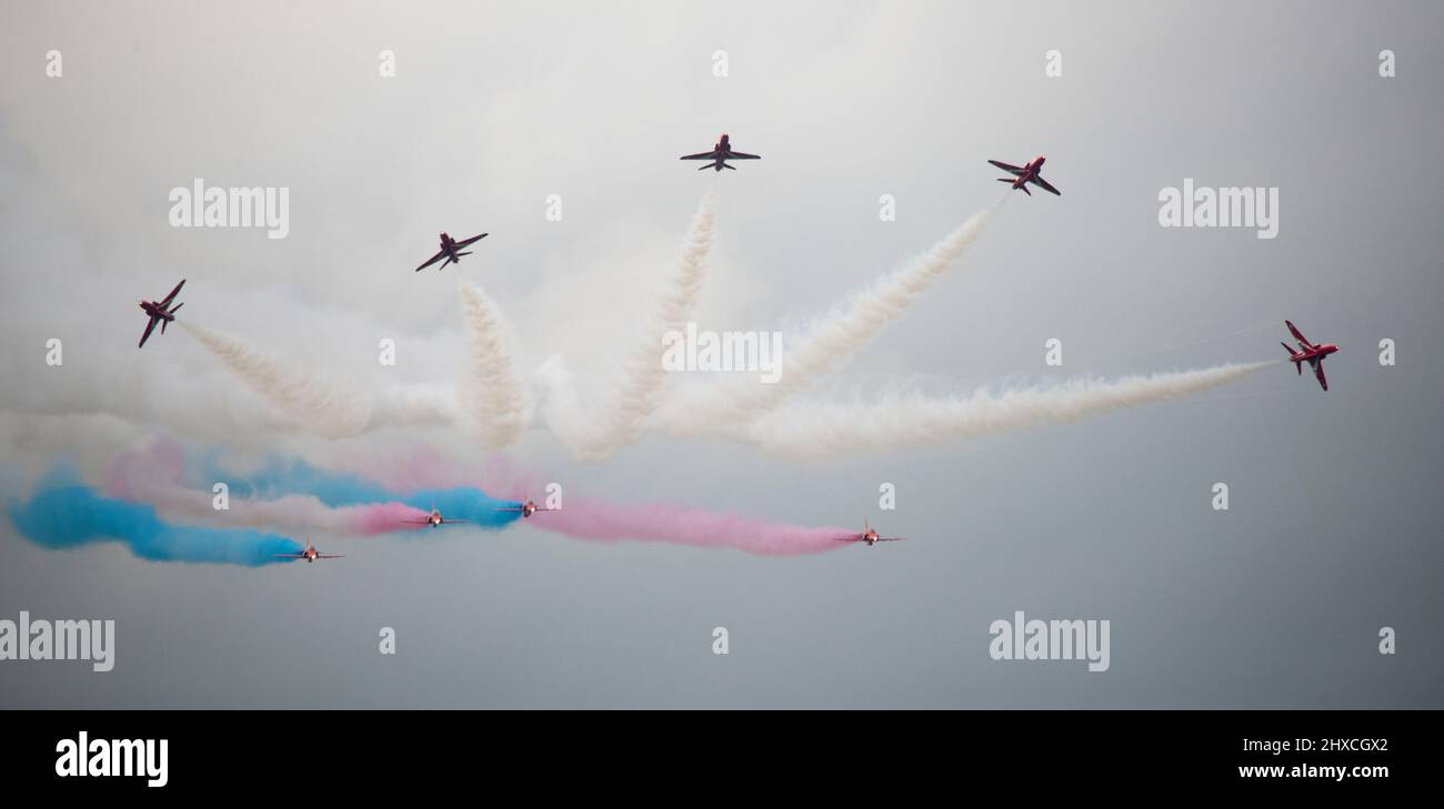 Red Arrows aerobatic display team Stock Photo - Alamy