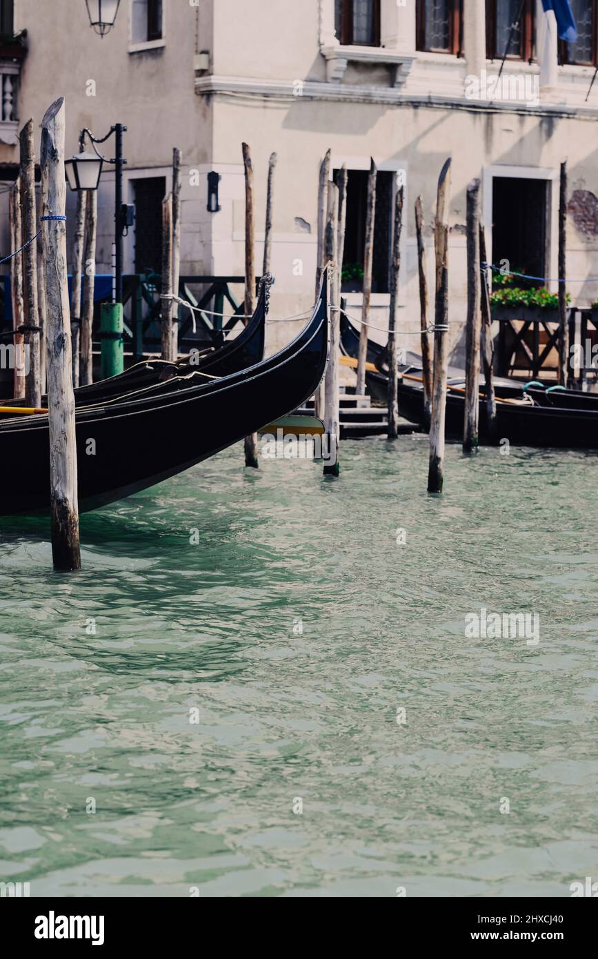 Venetian gondolas on the canal hi-res stock photography and images - Alamy