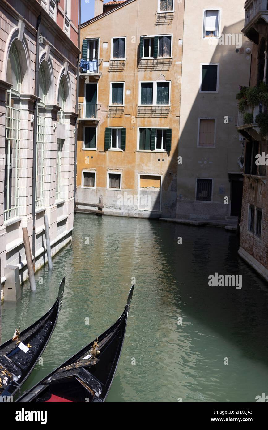 Venetian gondolas on the canal hi-res stock photography and images - Alamy