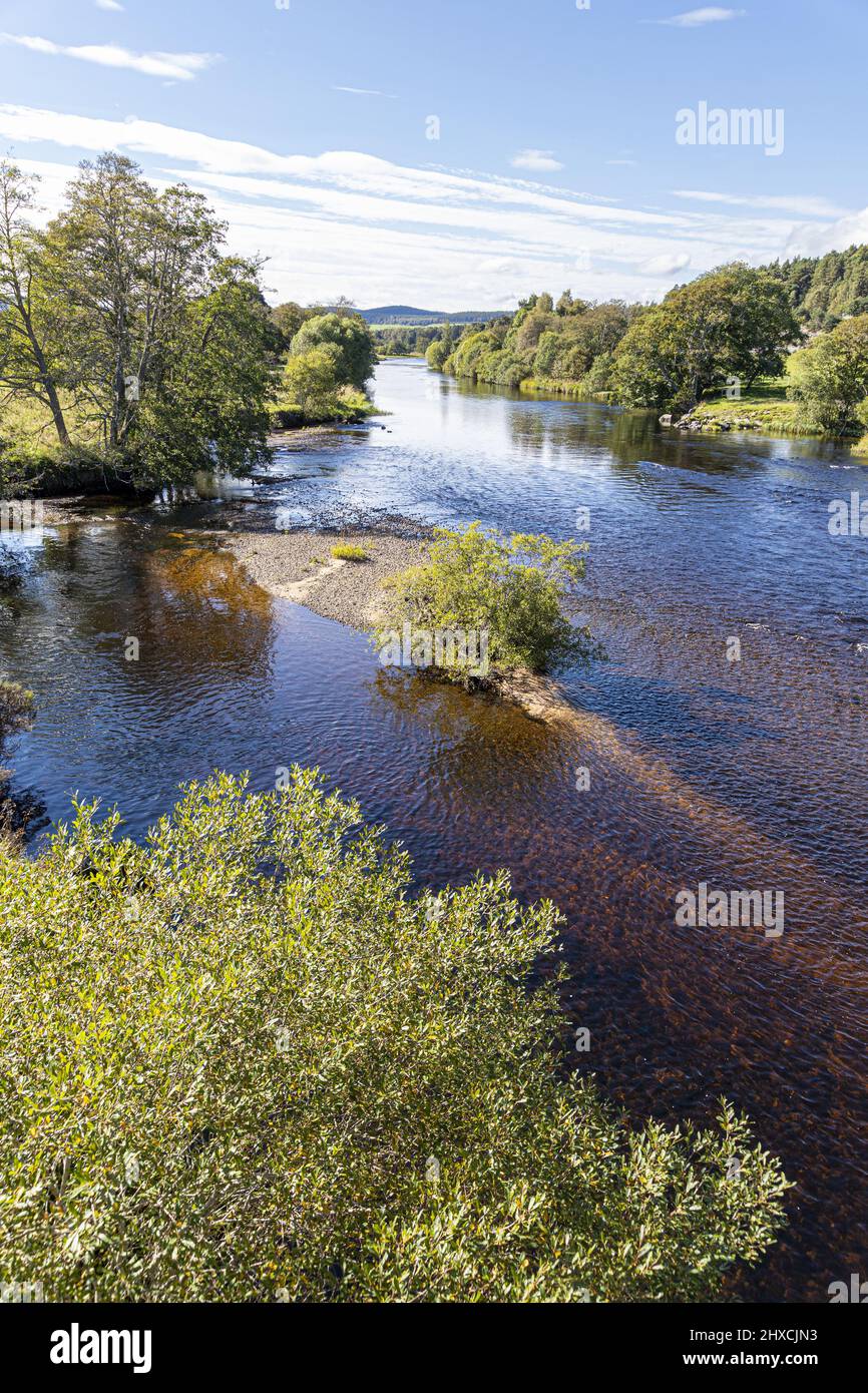 The famous River Spey from Broomhill Bridge near Nethy Bridge, Highland ...