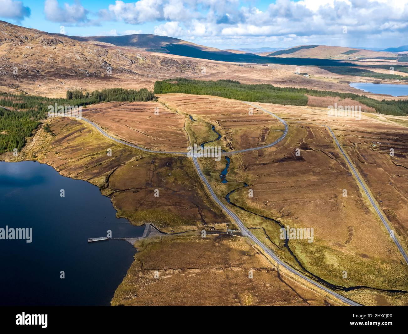 Aerial view of Lough Aroshin by Killybegs, County Donegal - Ireland ...