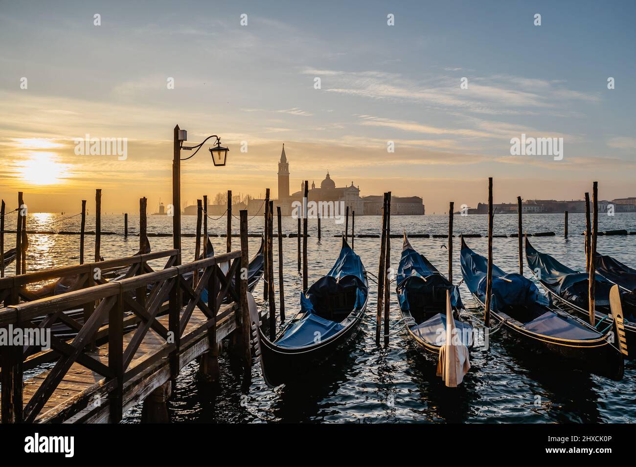 Venice Italy Famous Canal And Traditional Gondolas San Giorgio Maggiore