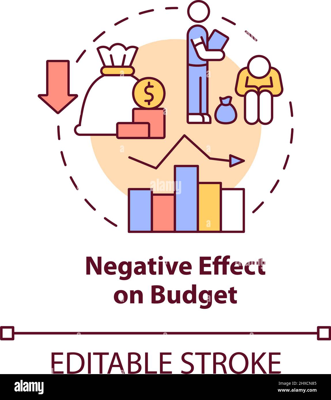 Negative effect on budget concept icon Stock Vector Image & Art - Alamy