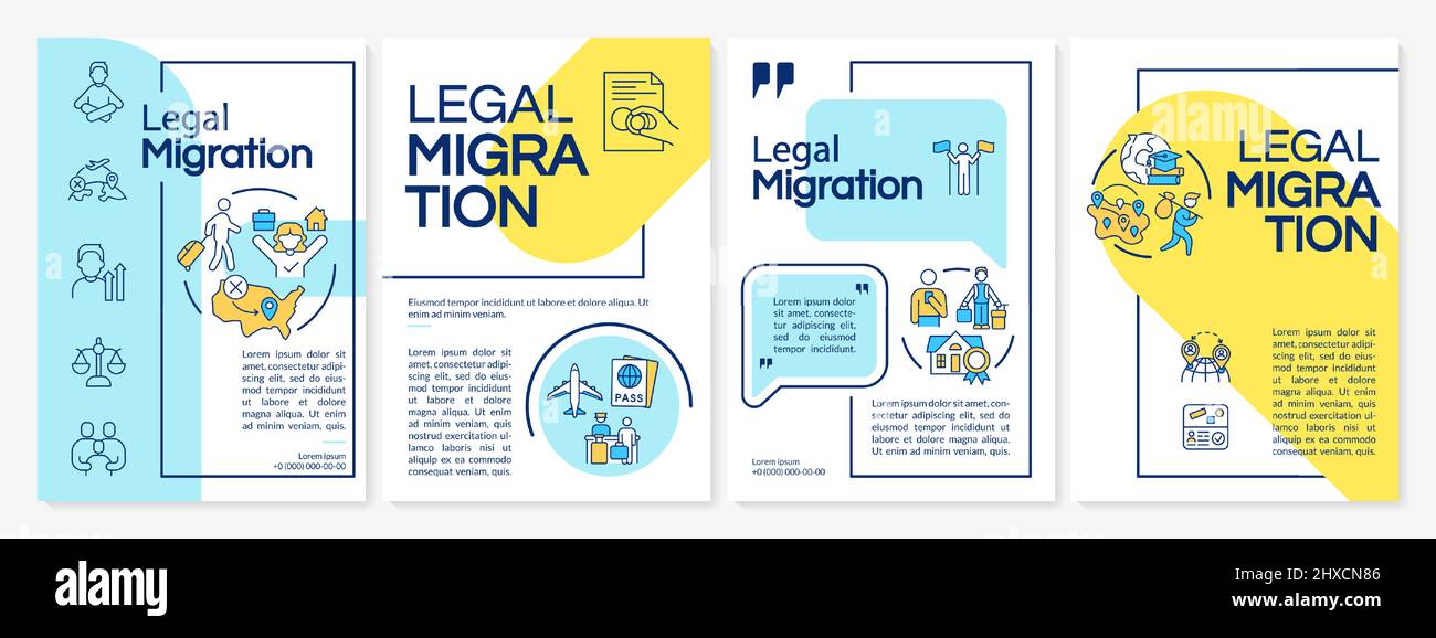 Legal migration blue and yellow brochure template Stock Vector Image ...