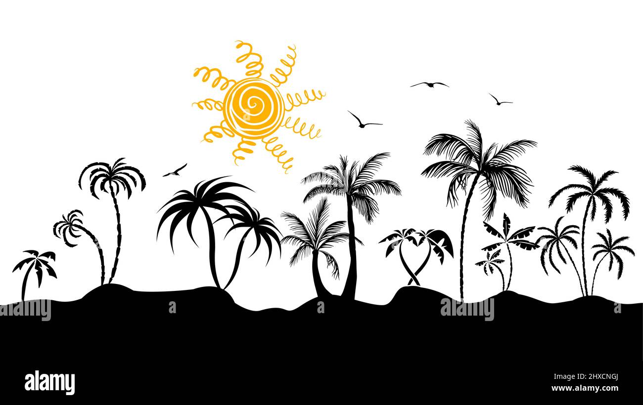 monochrome palms trees. Vector illustration Stock Vector Image & Art ...