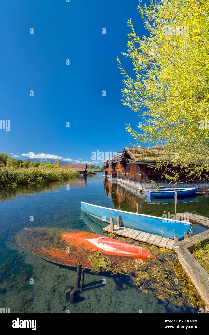 Boat cabins and boats at staffelsee near seehausen hi-res stock ...